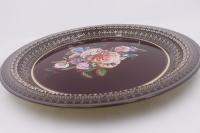 China 33cm Stainless Steel Gold Bottom Dinner Plate Round Wedding Dinnerware for sale