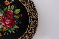 China 30cm Stainless Steel Round Dinner Plate with Flower Pattern for Wedding Banquet for sale