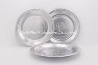 China 32cm Stainless Steel Dinner Plate Metal Polish Round Food Tray 32cm Diameter for sale