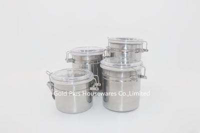 China 0.13cbm Stainless Steel Candy Tin Can with Clip Lid for Food Storage for sale