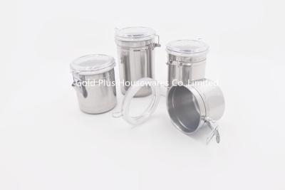 China Stainless Steel Canister Set 4pcs Kitchen Food Storage Containers with PP Lids 304 Grade for sale