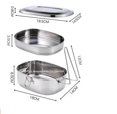 China 1120ml 304 Stainless Steel Double Layer Lunch Box Insulated Food Container 18cm for sale