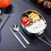 China 1120ml Stainless Steel Three Compartment Food Storage Container Set Bento Box for sale