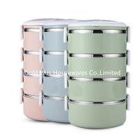China 0.7L 4 Layers Stainless Steel Plastic Lunch Box Keep Food Warm Portable for sale