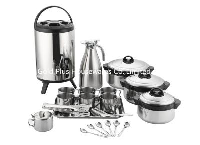 China 21pcs Stainless Steel Double Wall Vacuum Insulated Cookware Set with Soup Pot Mugs and Spoons for sale