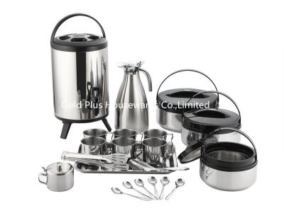 China 21pcs Stainless Steel Milk Tea Thermos Bucket Set 22kg Insulated Food Pot with Cups for sale