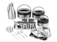 China 19pcs Stainless Steel Kitchen Set Food Warmer Lunch Box Coffee Pot Carafe Cutlery Set 27kg for sale