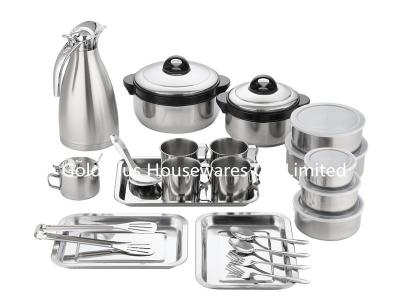China Stainless Steel Insulated Soup Pot Set 22pcs 1L 2L Double Wall Heat Preservation Kitchen Utensils for sale