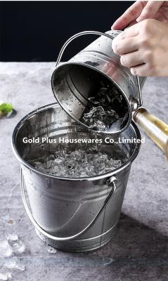 China 1.5L Stainless Steel Beer Bucket Cooler Metal Water Pail Champagne Ice Wine Bucket for sale