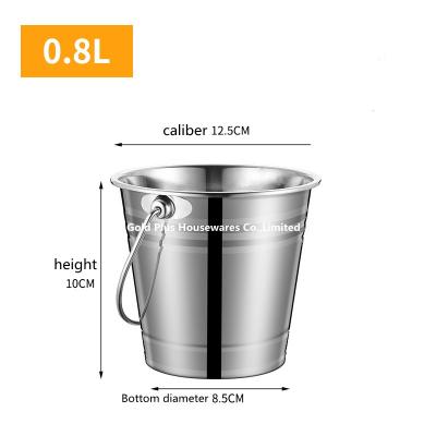 China 0.8L Stainless Steel Ice Bucket with Handle for Bar Wine Beer Keg Cooler 12cm Caliber for sale