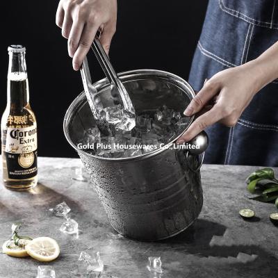 China 5L Stainless Steel Double Wall Ice Bucket Thickened 0.28mm for Beer Champagne Promotional for sale