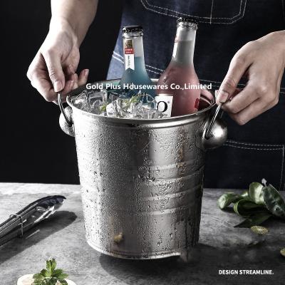 China Stainless Steel Ice Bucket 9L 0.25cbm Bar Champagne Beer Ice Barrel for sale