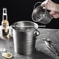China 11L Stainless Steel Wine Ice Bucket Portable Beverage Container with Double Handles for sale