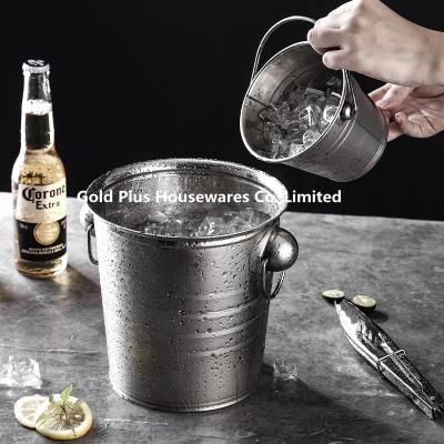 China 11L Stainless Steel Wine Ice Bucket Portable Beverage Container with Double Handles for sale