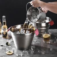 China Silver 0.074cbm Stainless Steel Ice Bucket 25cm Caliber Thickened Beer Bucket for sale