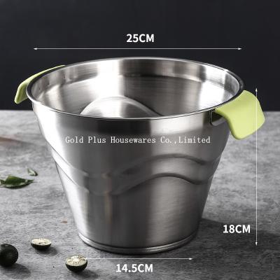 China Custom Stainless Steel Pail Bar Cooler with Stand Lid 623g 25cm Caliber for Hotel for sale