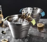 China Custom Stainless Steel Pail Bar Cooler with Stand Lid 623g 25cm Caliber for Hotel for sale