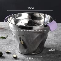 China 620g Stainless Steel Beer Ice Bucket 25cm Round Shape Custom Logo for sale
