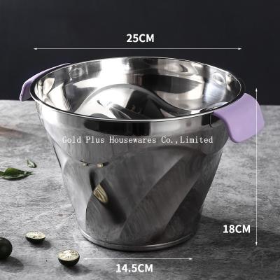 China 620g Stainless Steel Beer Ice Bucket 25cm Round Shape Custom Logo for sale
