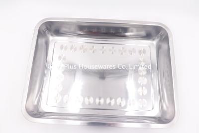 China 40x30cm Stainless Steel Roasting Baking Tray Set 4.8cm Deep Serving Buffet Pan for sale