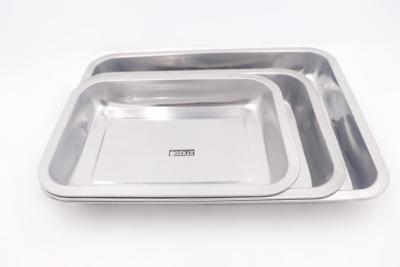 China Stainless Steel Serving Tray 32x22cm Multifunction Oil Pan Fruit Plate for sale