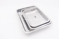 China 27*20cm Snack SS Feeding Flat Serving Tray Camping Dessert Barbecue Sets for sale