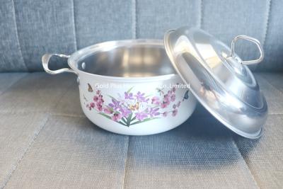 China Stainless Steel Double Handle Soup Pot Set 3pcs Kitchen Cookware Milk Pan White for sale