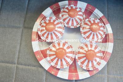 China Stainless Steel Snack Salad Serving Bowl Set 6 Piece 11cm Bowls with 35cm Tray for sale