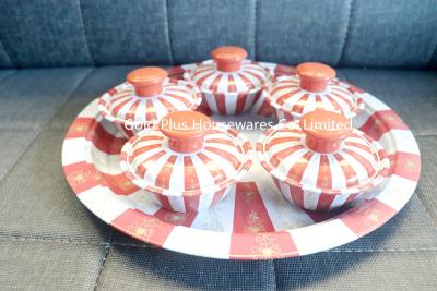 China Stainless Steel Round Snack Bowl with Tray Set 11cm Bowl 35cm Tray Custom Logo for sale