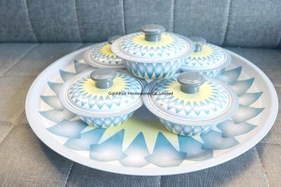 China 45cm Spun Stainless Steel Serving Bowl Set of 5 with Round Tray Blue Kitchen Bowls for sale