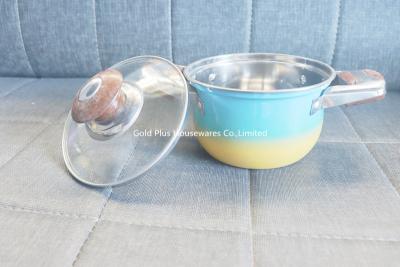 China Rainbow Stainless Steel Stock Pot 0.6mm with Glass Cover Commercial Soup Pan 4 Sets for sale