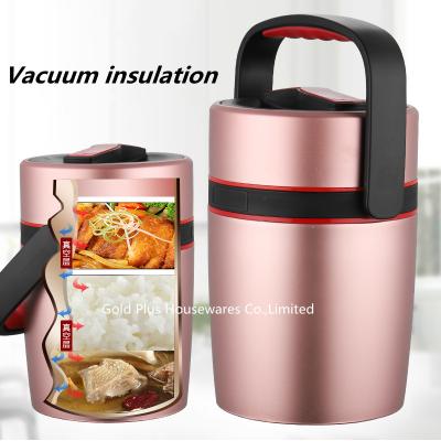 China 2.2L Stainless Steel Thermal Lunch Box Portable Thermos Food Jar Vacuum Insulated Soup Container Pink for sale