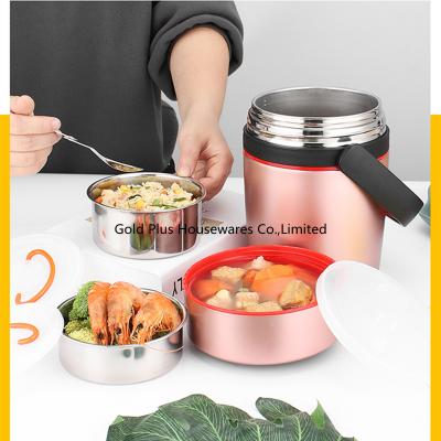 China Stainless Steel Food Thermos Vacuum Flask 2.2L Keep Hot 12 Hours Lunch Box Pink for sale