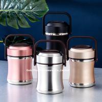 China 1.6L Stainless Steel Insulated Vacuum Tiffin Carrier Slim Waist Soup Pot with Handle for sale