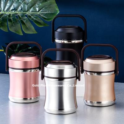 China 1.6L Stainless Steel Insulated Vacuum Tiffin Carrier Slim Waist Soup Pot with Handle for sale