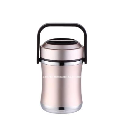 China 2L Double Wall Vacuum Insulated Food Container Stainless Steel Flask Golden for sale