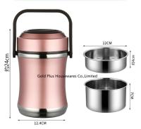 China 2L Stainless Steel Thermal Insulated Lunch Box BPA Free Vacuum Food Jar Pink for sale