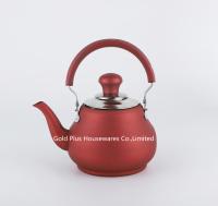 China 1.5L Stainless Steel Whistling Kettle Red Metallic Painting with Bakelite Handle for sale