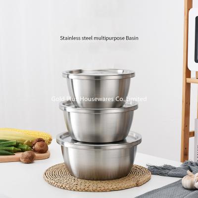 China 304 Stainless Steel Mixing Bowl 34cm Deep Basin Kitchen Utensil Soup Bowl for sale