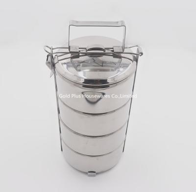 China 14cm Stainless Steel Round Bento Box 2-5 Layers Thailand Tiffin with Handle for sale