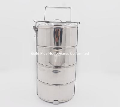 China 16cm Stainless Steel Food Carrier Box 2-5 Layers Kids Lunch Box with Handle for sale
