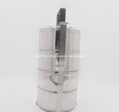 China 14cm 5 Layer Stainless Steel Tiffin Food Container with Handle for Bento Lunch for sale