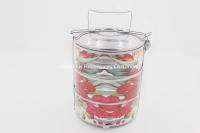 China 14cm 3 Layer Stainless Steel Thermal Insulated Tiffin Lunch Box Food Container for sale