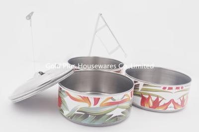 China 16cm Pattern printing food carrier with handle container for food with dividers for sale