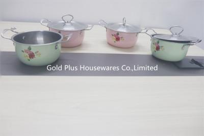 China OEM Stainless Steel Belly Soup Pot Set 3 Pcs 16cm 18cm 20cm Metallic Painting Restaurant Kitchen for sale