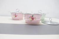China 3 Piece Stainless Steel Casserole Pot Set 16 18 20cm Cooking Pots with Flower Design for sale