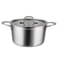 China 24cm Stainless Steel Cooking Pot Three Layer Thickened Flat Bottom Non Stick With Glass Cover for sale
