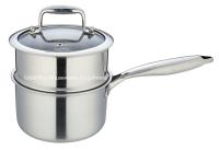 China 2 Layer Stainless Steel Sauce Pan 18cm Milk Steamer Induction Bottom Silver for sale