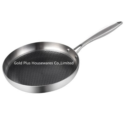 China 30cm Stainless Steel Non Stick Frying Pan Induction Base Thick Bottom Kitchen Cookware for sale