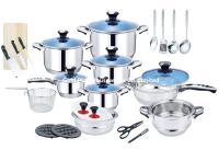 China 30pcs 410 Stainless Steel Casserole and Steamer Set with 56cm Color Box for sale